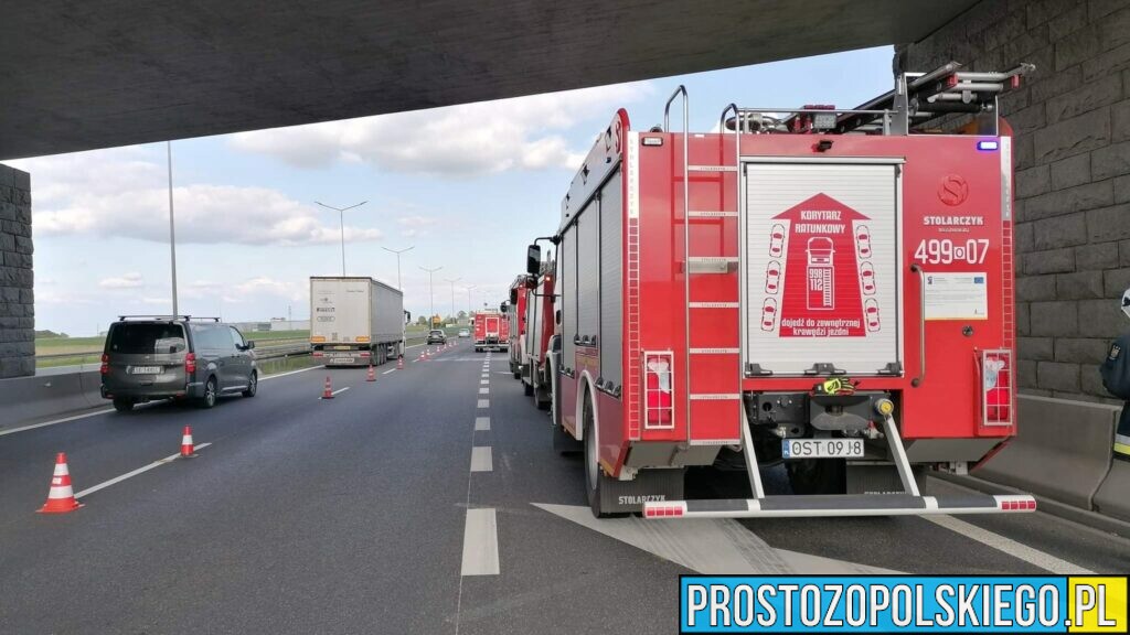 Wypadek na autostradzie A4 na 273 km kierunek Katowice. Zderzenie