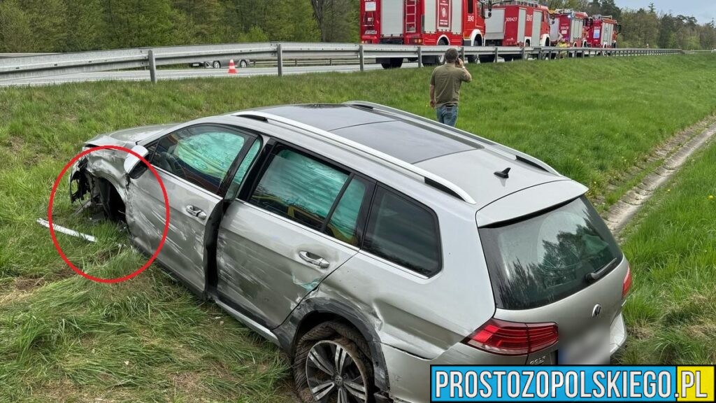 Wypadek na opolskim odcinku autostrady A4. Auto wpadło